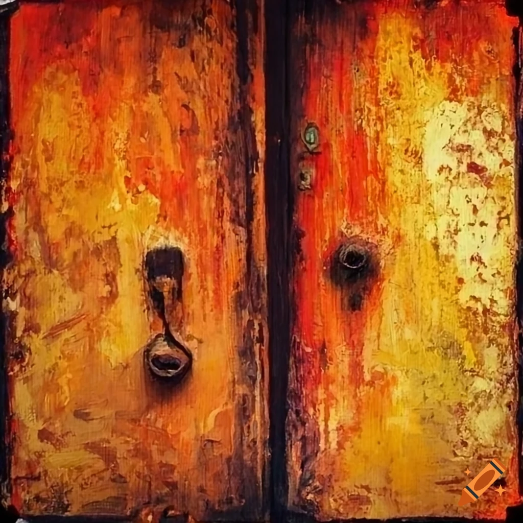 Path leading to an old door with abstract and primitivism style on Craiyon