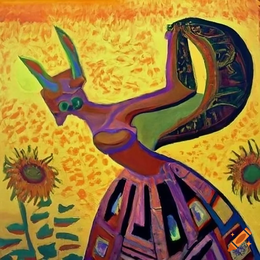 Beautiful witch dancing with moon, aliens, and African masks in ...