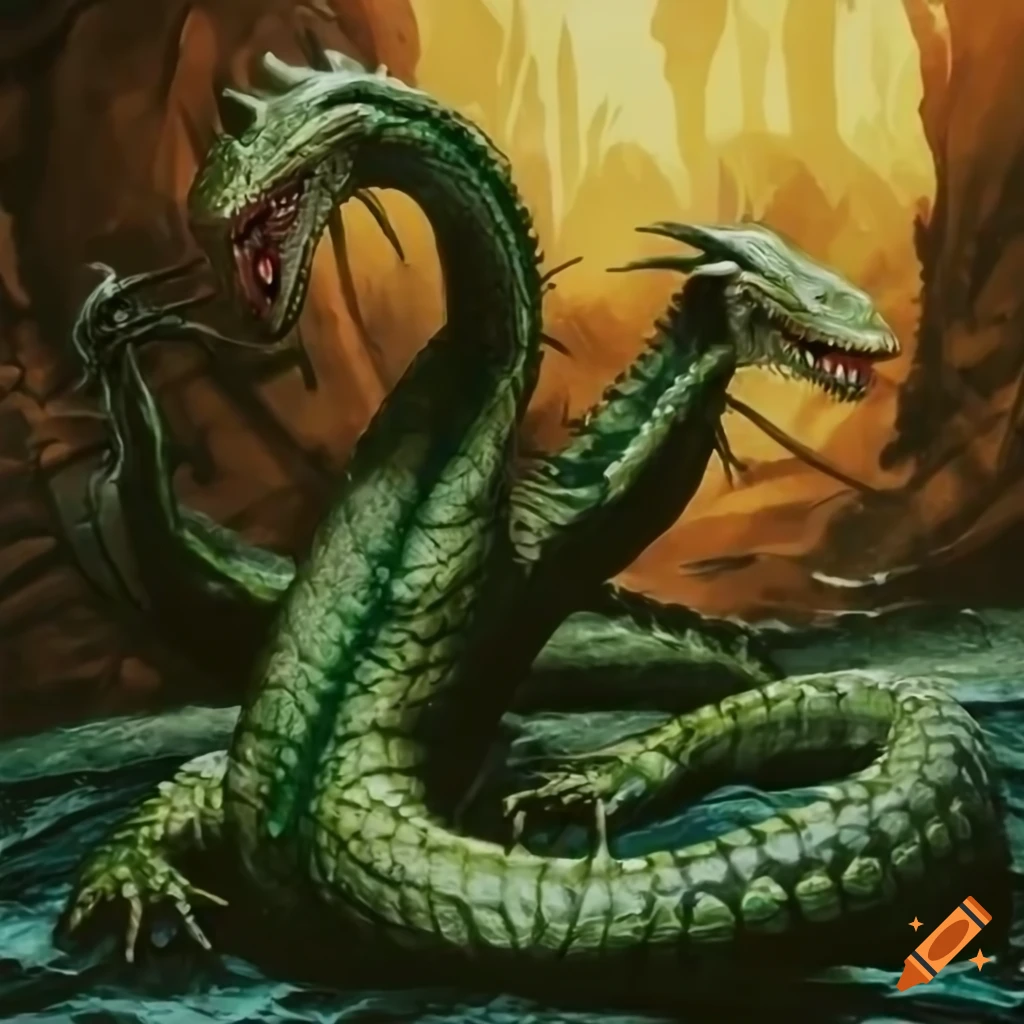 Reptilian lizard with long claws in front of a river, inspired by Magic ...