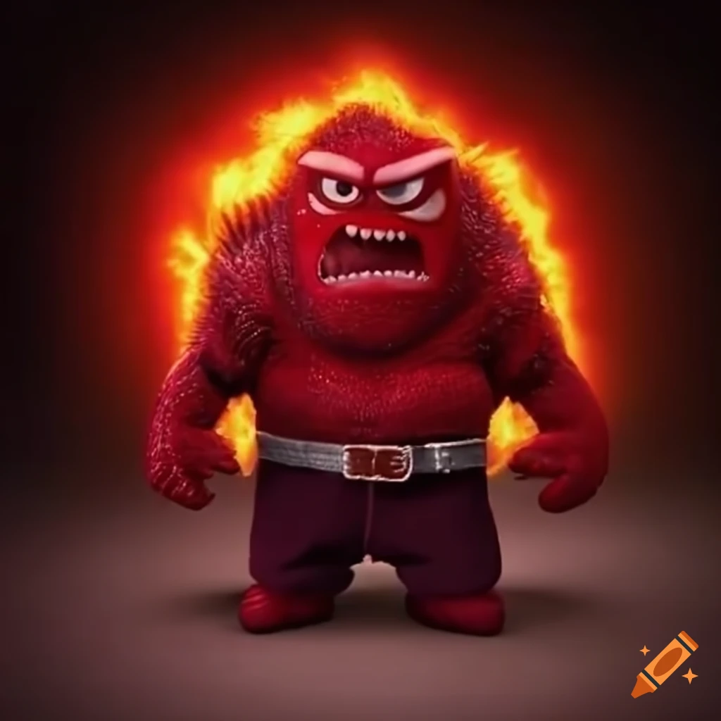 Animated character representing Anger from 'Inside Out' movie with red ...