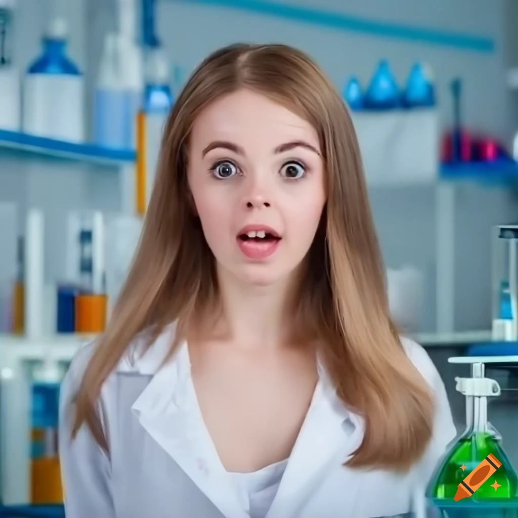 Surprised Young Woman In A Mad Scientists Laboratory On Craiyon