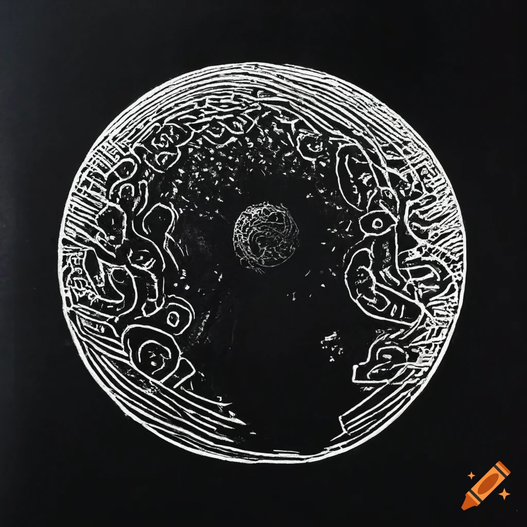 Dream-like entity floating in deep space in linocut style on Craiyon