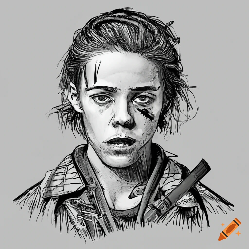 Actor as a survivor in post-apocalyptic setting with crossbow in black ...