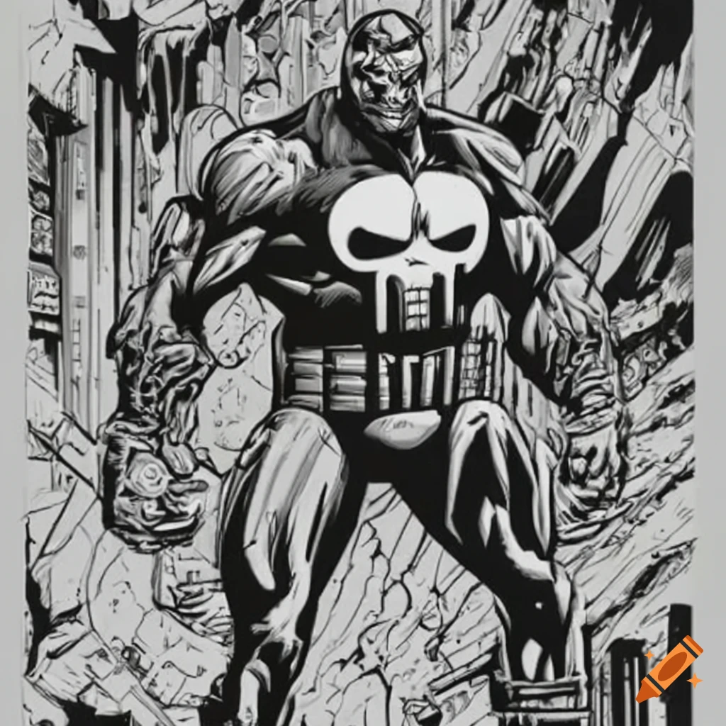 The Punisher drawn in extreme 90s comic art style by Todd McFarlane on ...