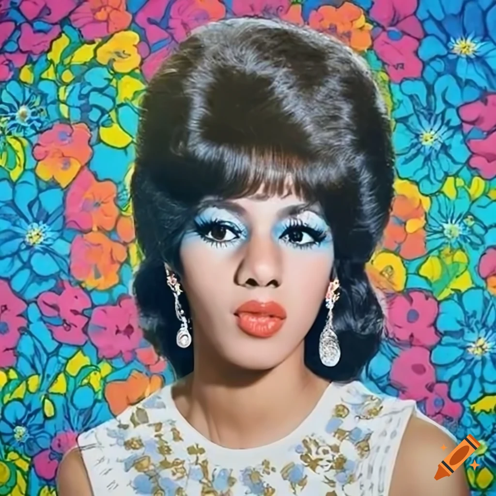 Estelle bennett from the ronettes in 60s style pop art flower ...