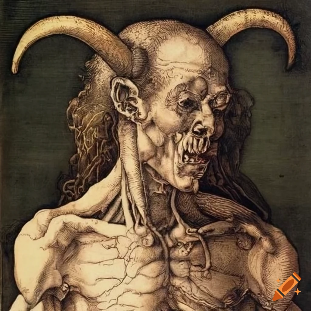 Engraving of devil anatomy by Albrecht Durer on Craiyon