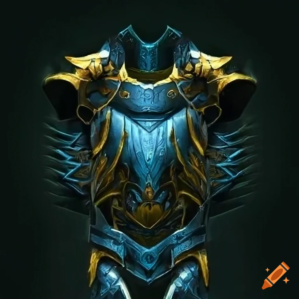 Fantasy magic body armor with intricate design in a frontal view on Craiyon
