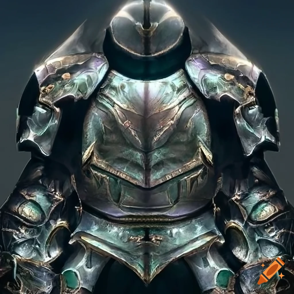 Fantasy magic massive body armor with front view and vertical symmetry ...