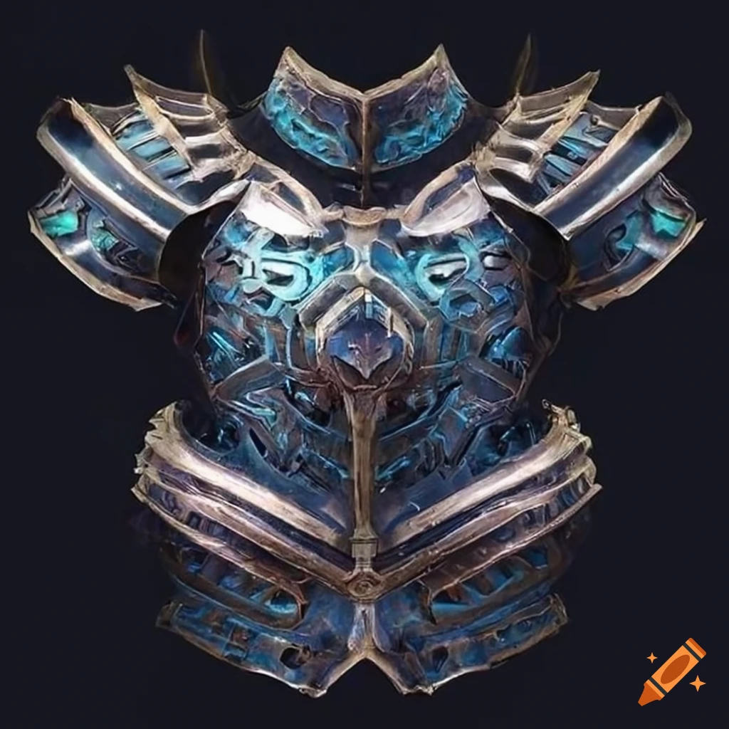 Fantasy magic massive body armor in front view with vertical symmetry ...