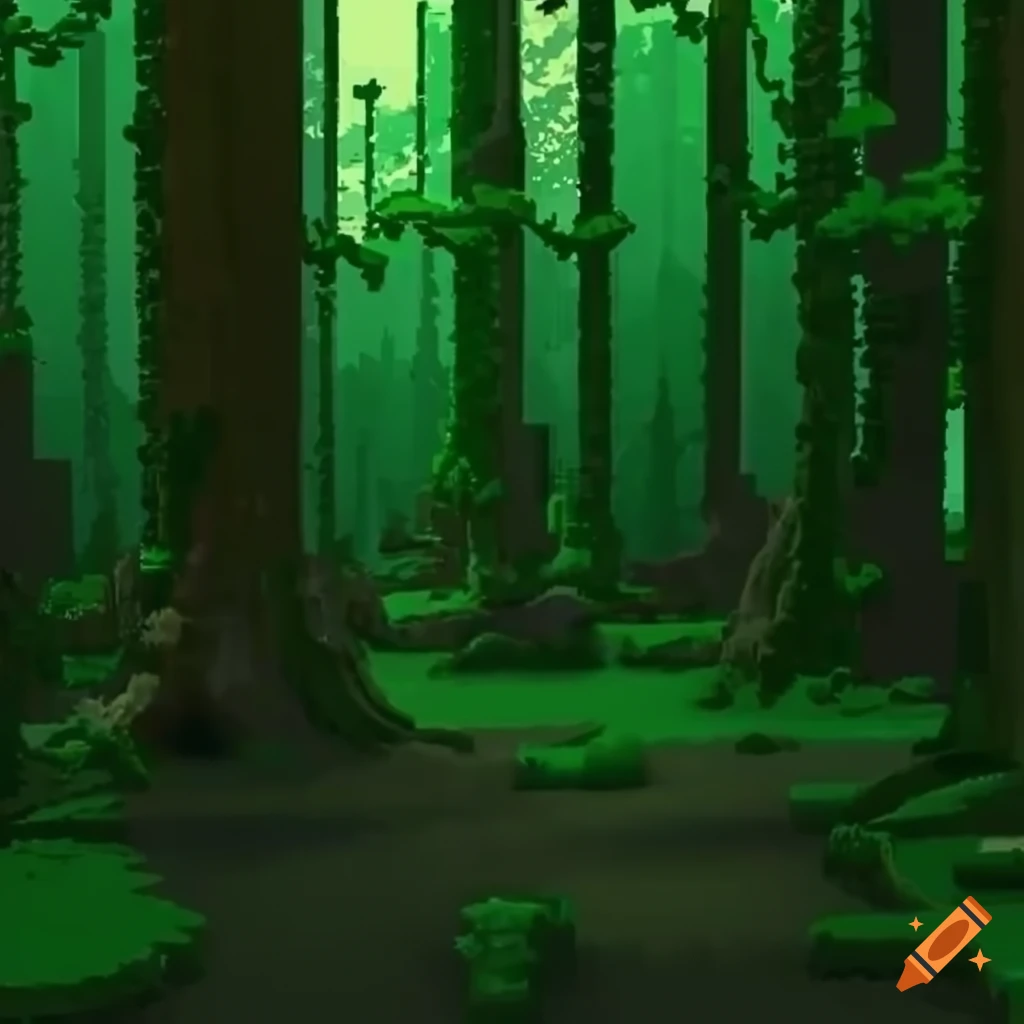 Pixelated forest landscape in high resolution on Craiyon