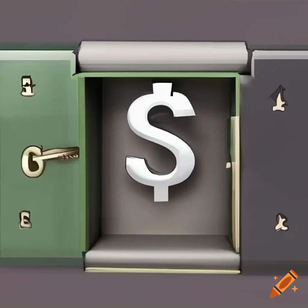 Cartoon of money symbol growing inside a locked box on Craiyon