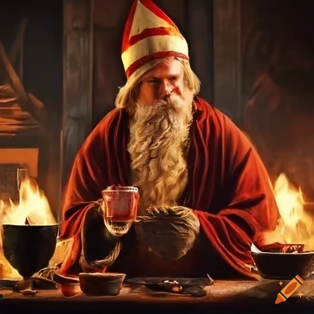 David Harbour as Saint Nicholas and Katheryn Winnick as Norse Goddess ...