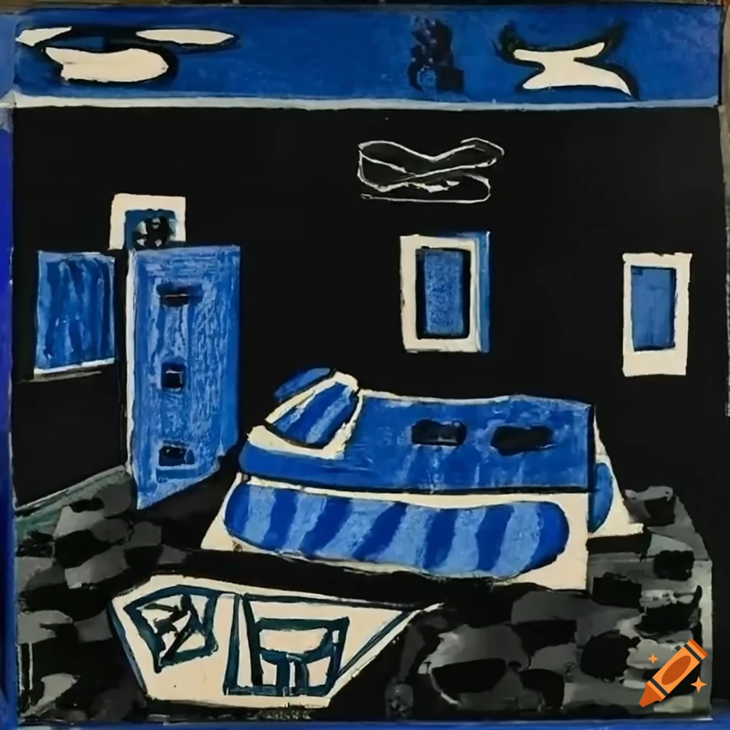 Pablo Picasso's painting of a hotel room with indigo and black interior ...
