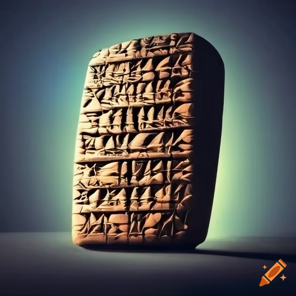 Ancient cuneiform tablets in a mystical foggy environment on Craiyon