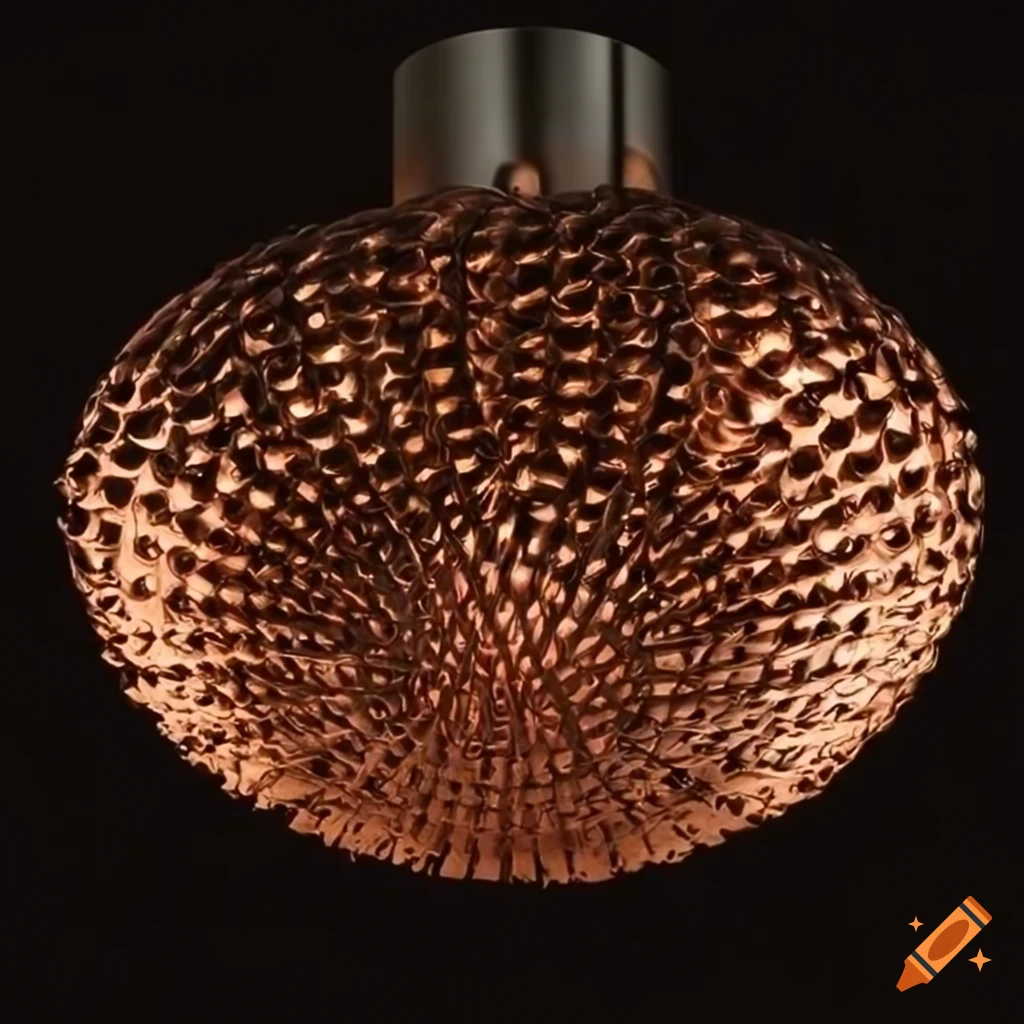 Metal ceiling lamp with twists in copper color inspired by palm tree ...