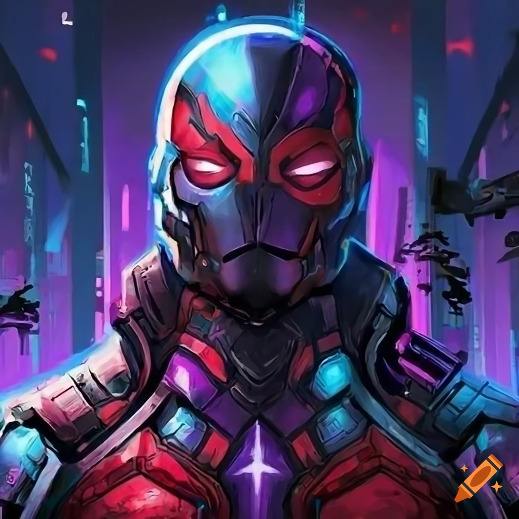 Marvel character portrait in impressionist style with cyberpunk hero in ...