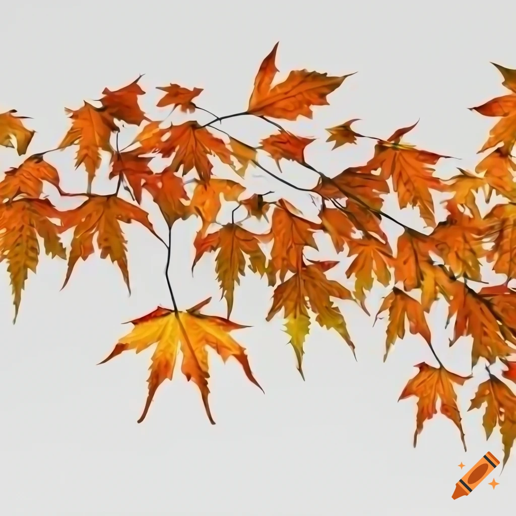 Maple leaf branch with 3D texture on a white background on Craiyon