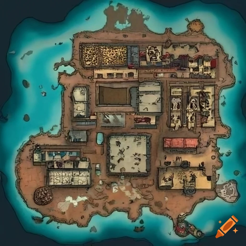 Battle map of a post-apocalyptic shopping mall on Craiyon