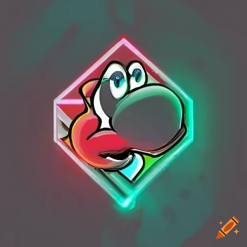 Futuristic gaming logo with a Yoshi face design on Craiyon