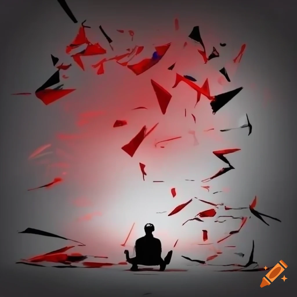 Abstract chaotic animation with red, white, and black colors on Craiyon