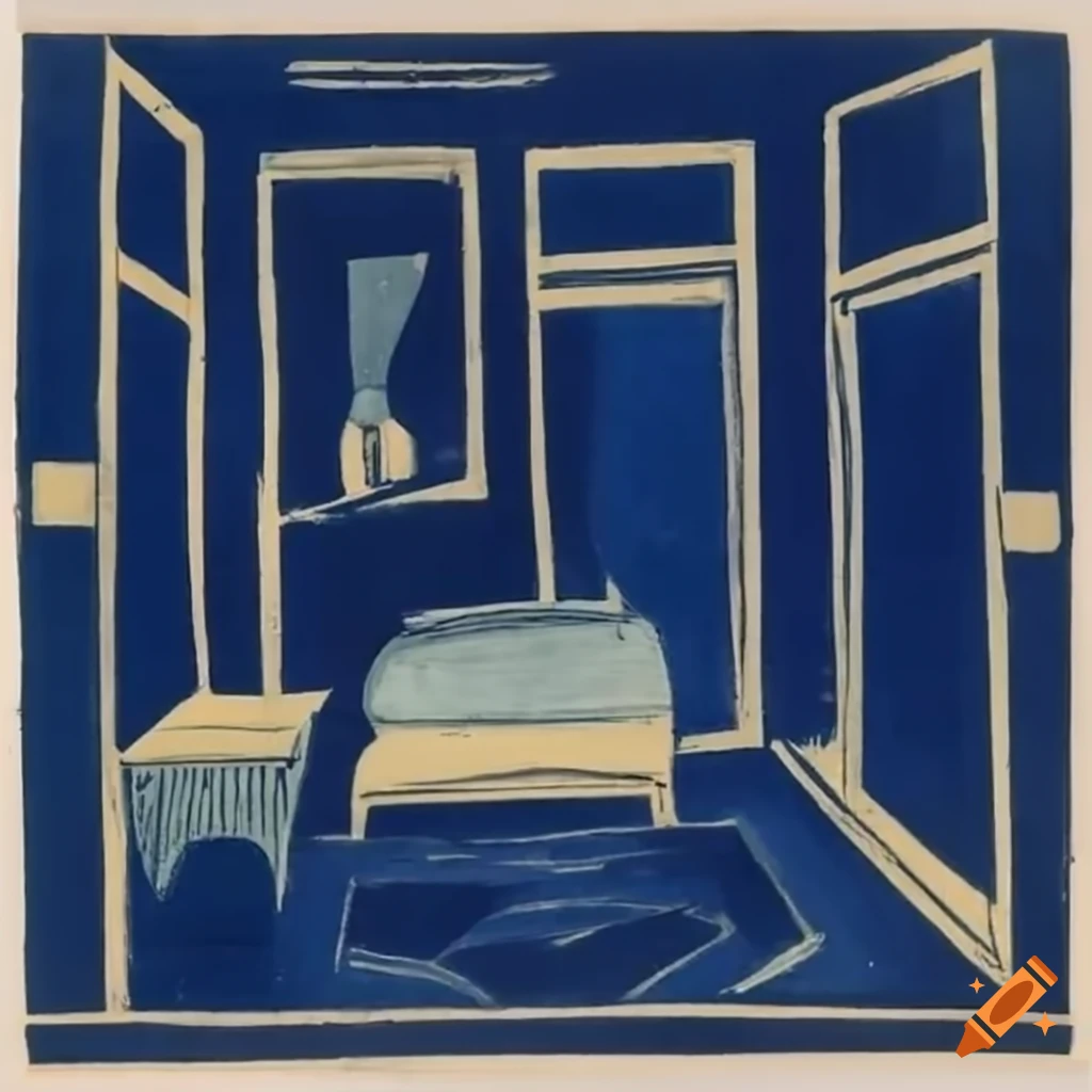 Pablo picasso's painting of a hotel room with indigo and black interior ...