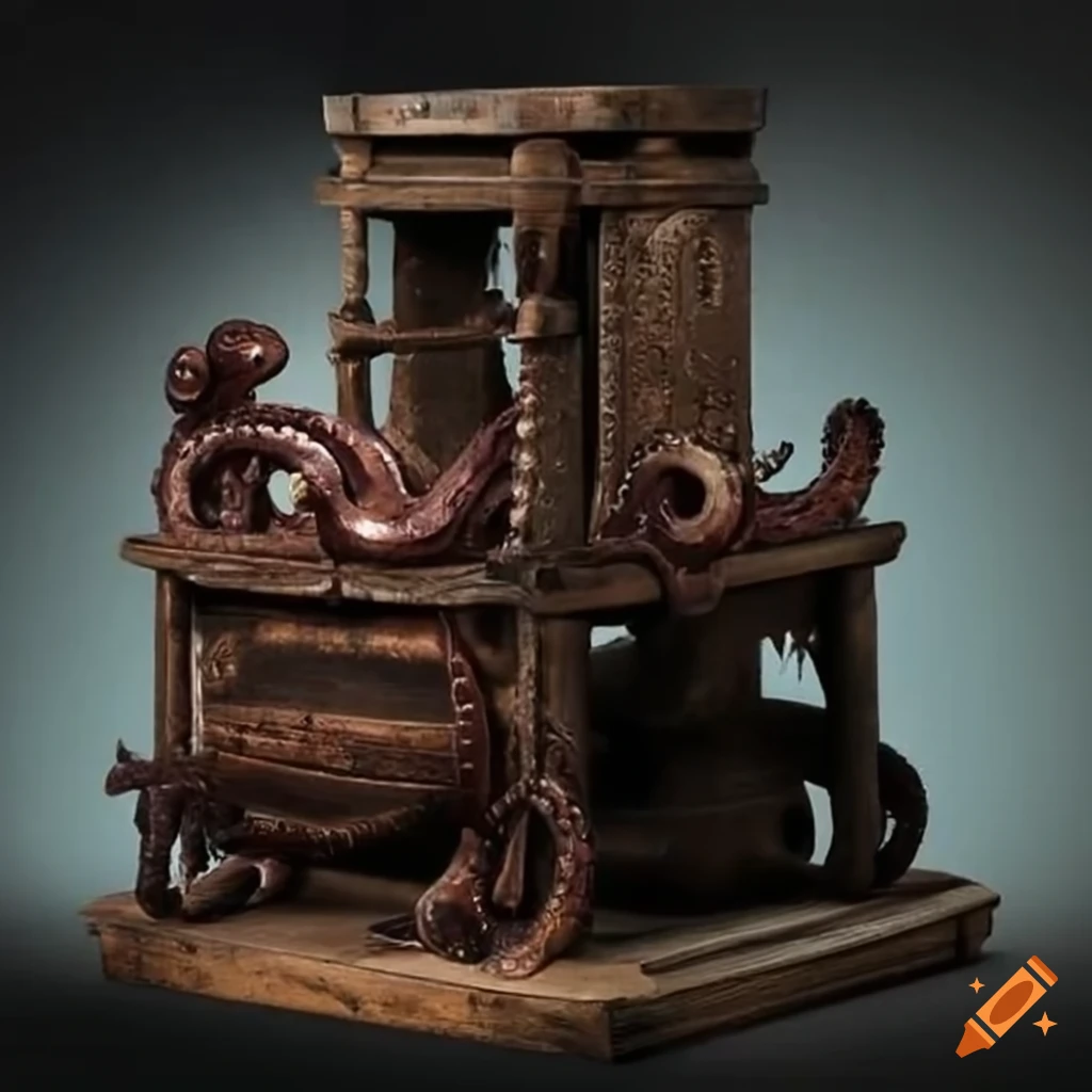 Octopus wrapped around historic gutenberg press on Craiyon