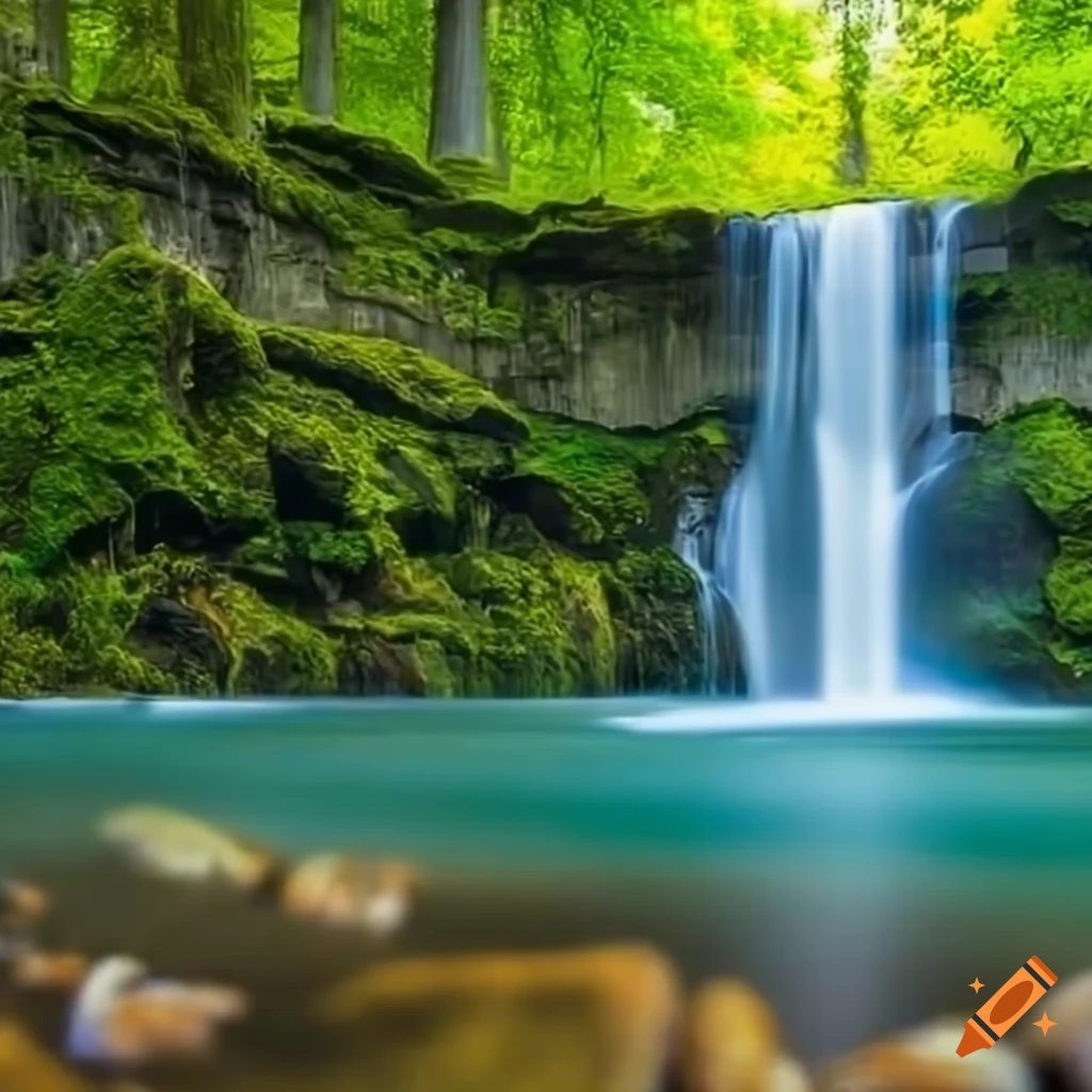Cascada waterfall in a calming natural landscape on Craiyon