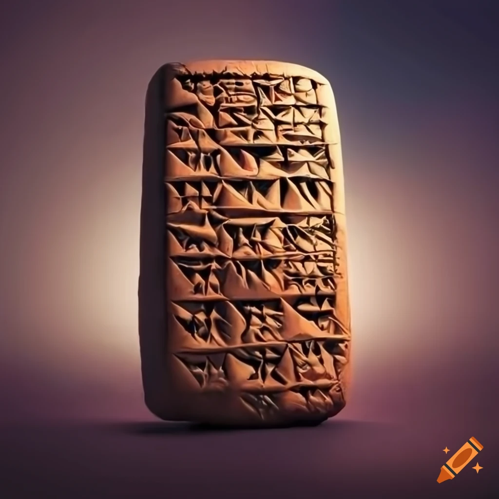 Ancient cuneiform tablets in a mystical foggy environment on Craiyon