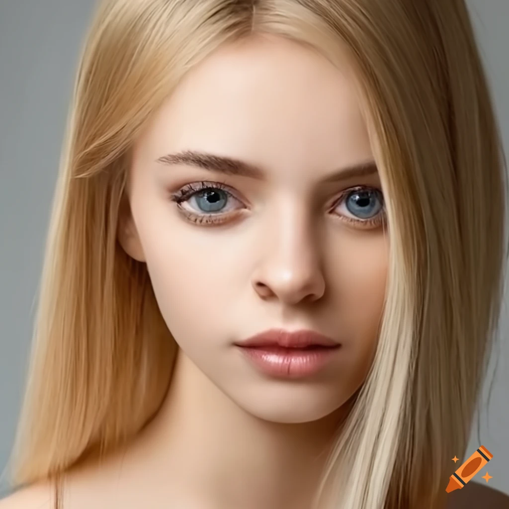 Portrait of a young woman with golden blonde hair and distinct facial features on Craiyon