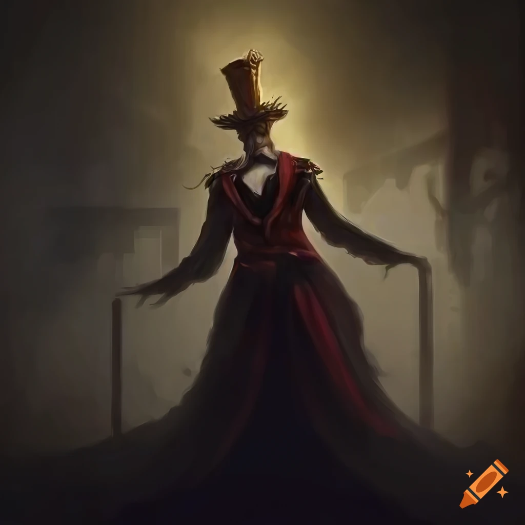 Mysterious suit-clad ringmaster in circus Victorian scene with eerie ...