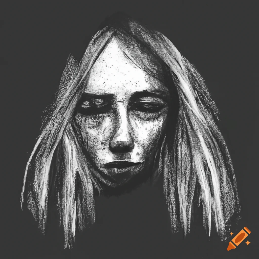 Charcoal drawing of a person overwhelmed by anxiety on Craiyon