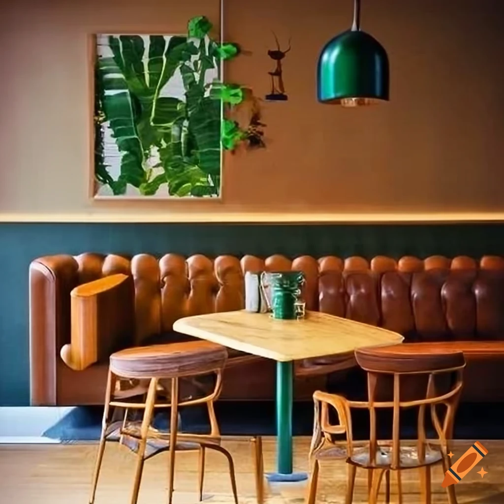 Cozy modern cafe with warm and inviting interior decor on Craiyon