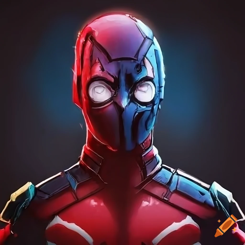 Impressionist-style marvel character portrait with cyberpunk and anime ...