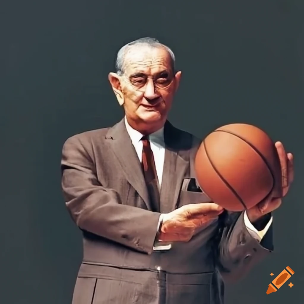 Lyndon B. Johnson playing basketball in casual attire on Craiyon