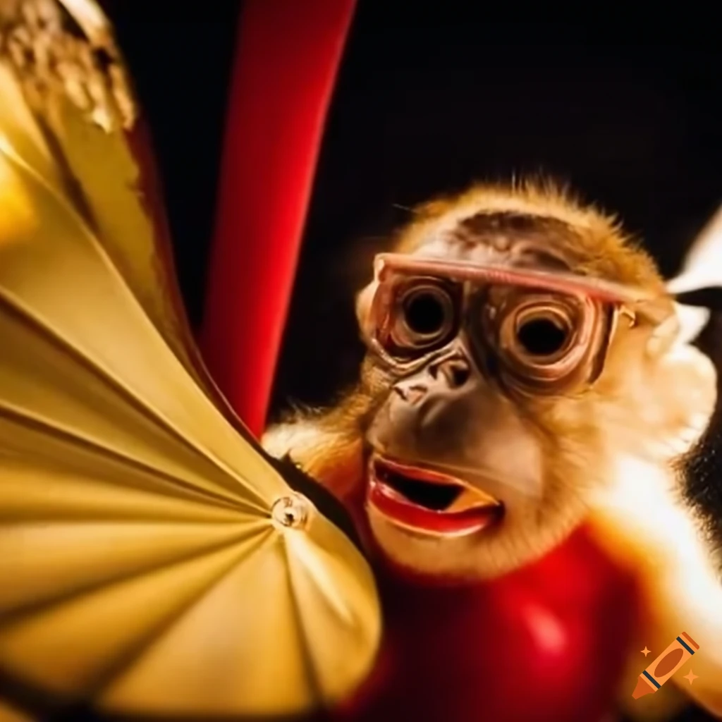 Cymbal-banging monkey toy with fear and loathing theme on Craiyon