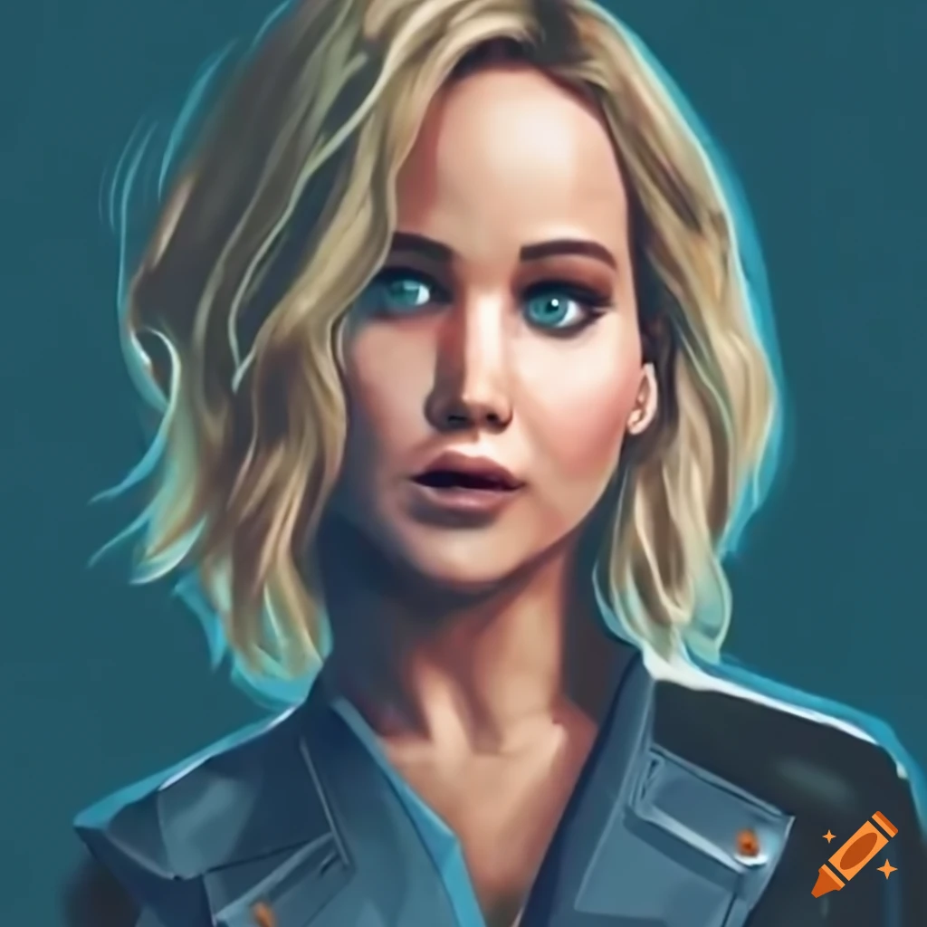 Blonde actress resembling Jennifer Lawrence in outlaw biker style ...