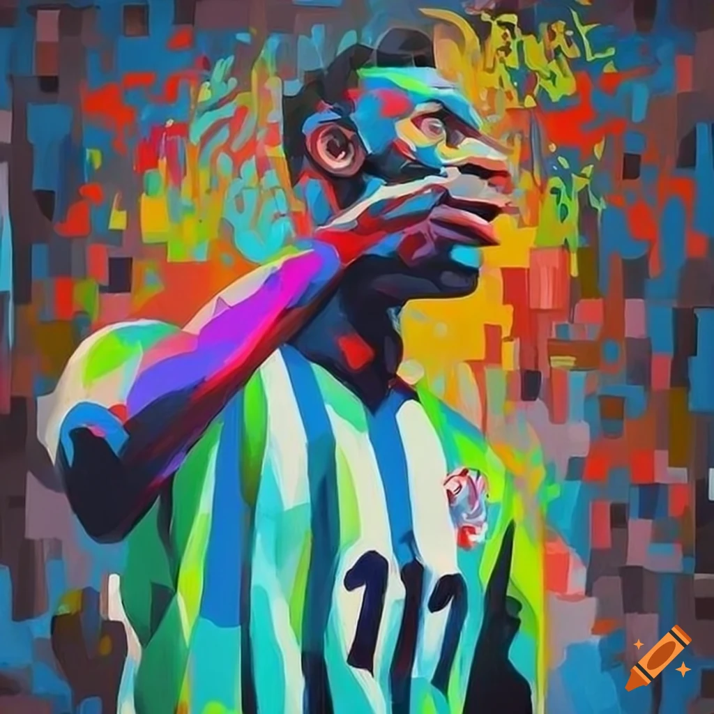 Modern cubist paintings of football icon andre onana in bright colors ...