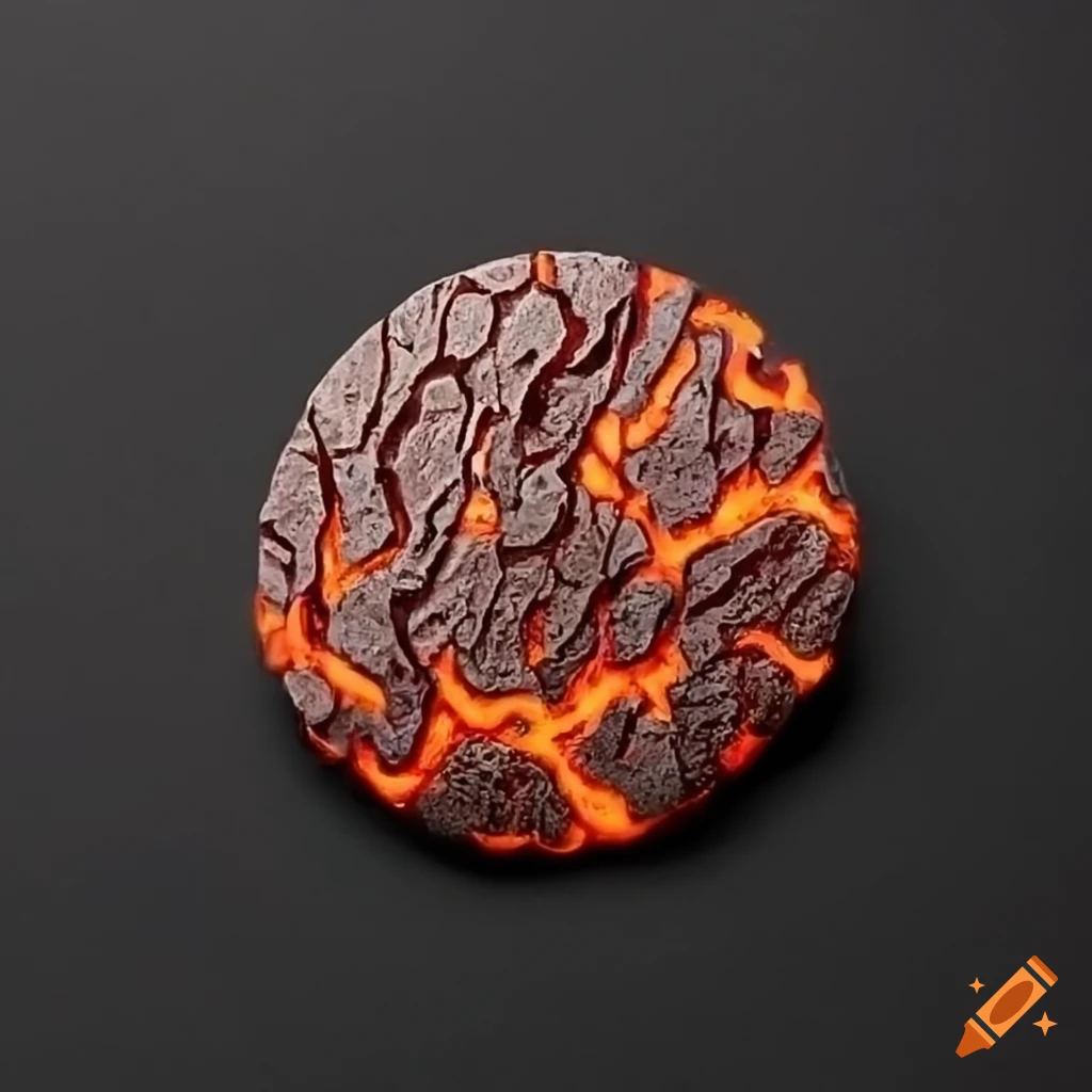 Lava rock coin with fire logo on Craiyon