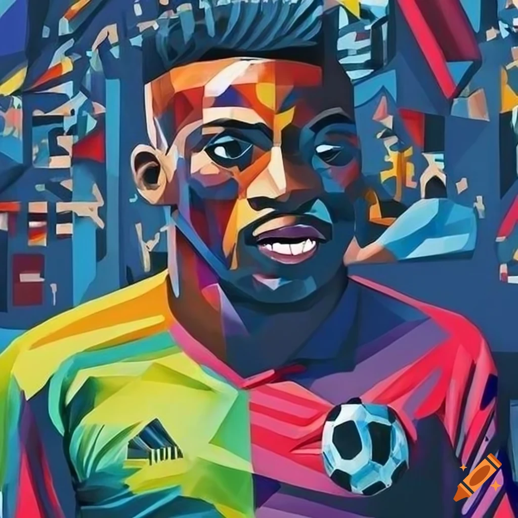 Cubist art piece portraying the emotions of soccer player Andre Onana ...