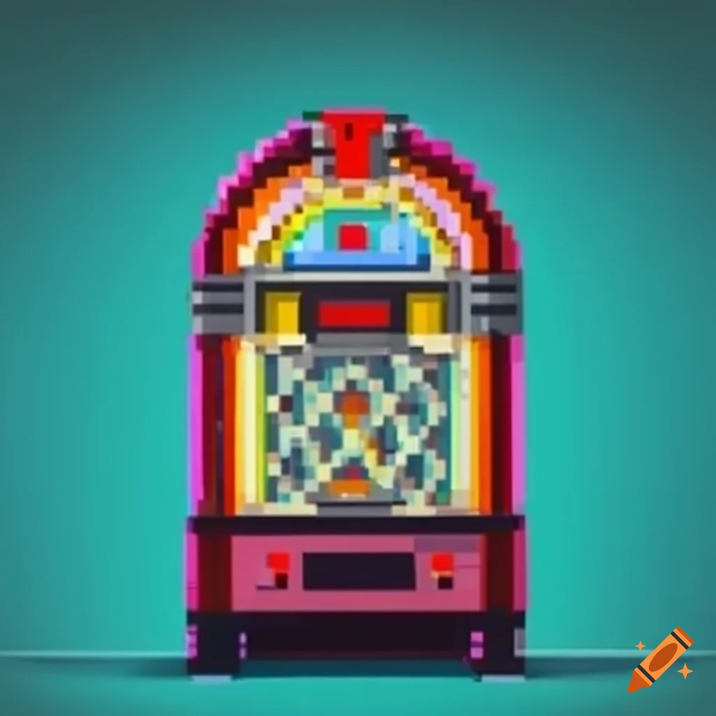 Jukebox for an NES game in 8-bit sprite style on Craiyon