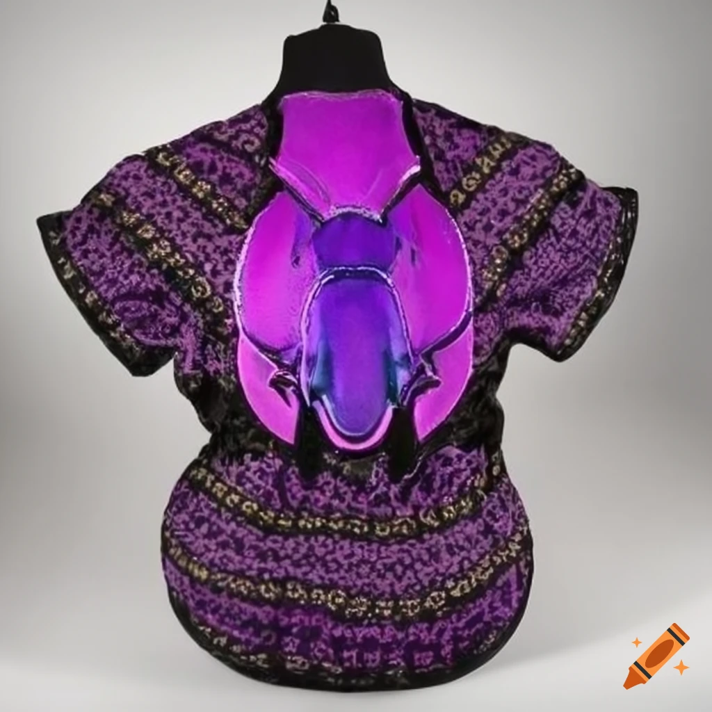 Purple scarab beetle inspired fancy clothing on Craiyon