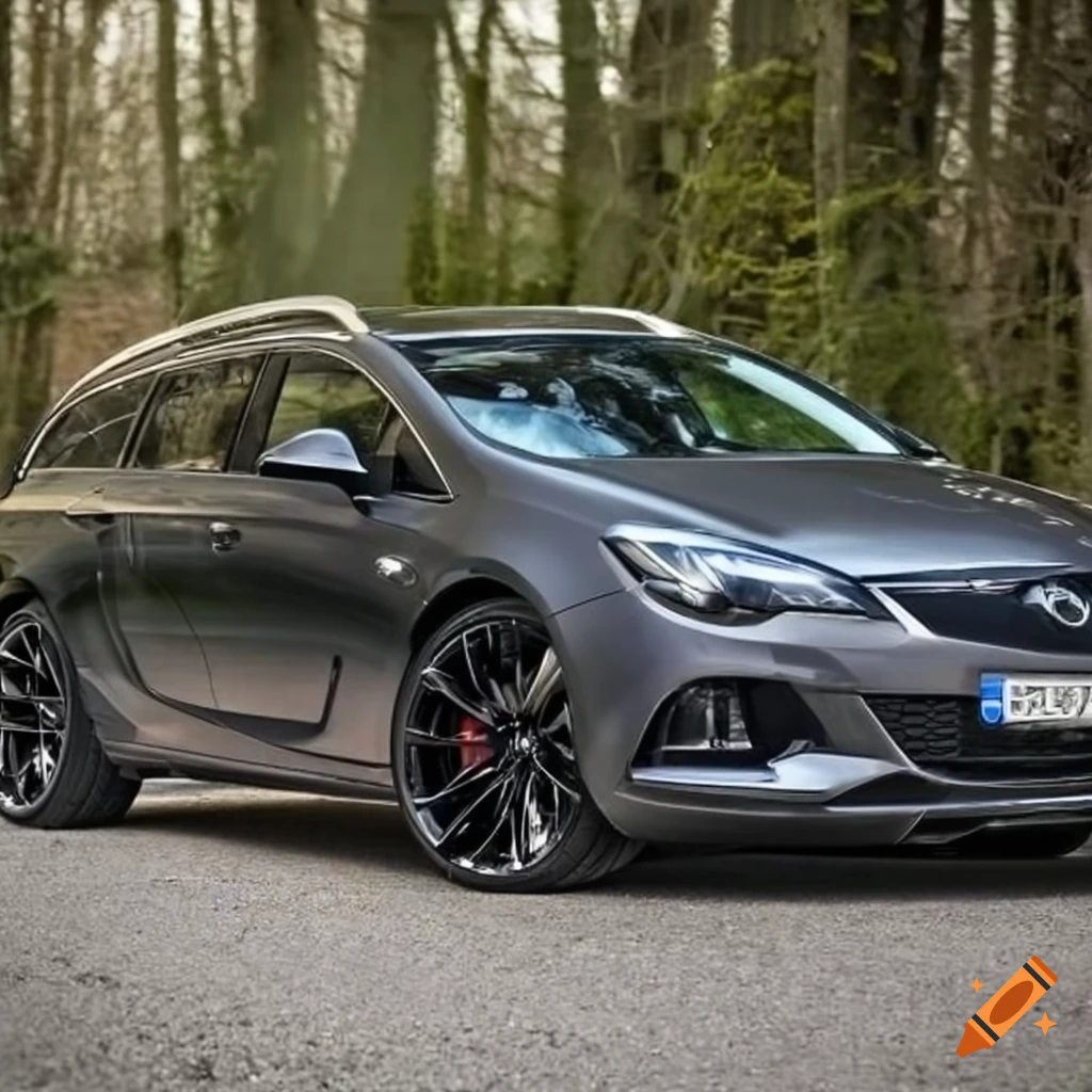 Astra j sport tourer opc line in silver lake with black wheels on Craiyon