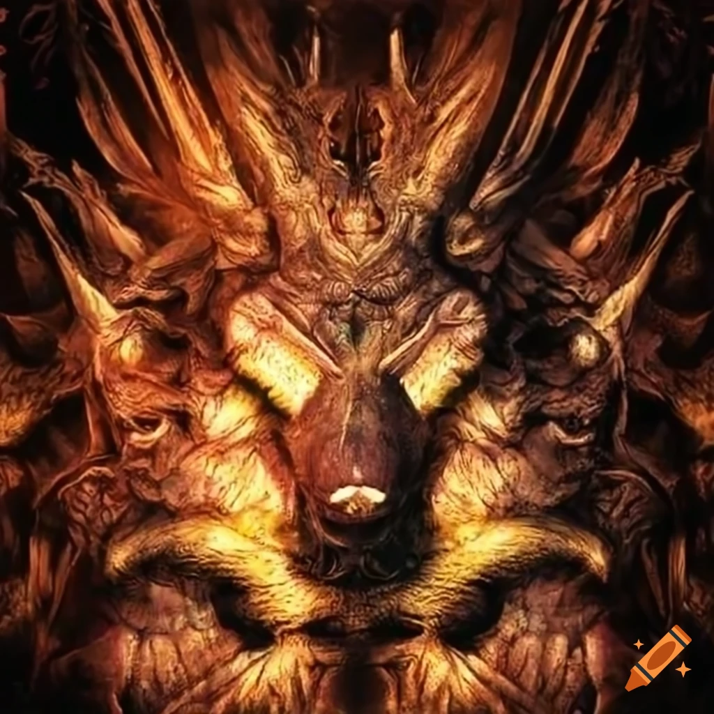 Detailed image of the mythical beast Megasatan, symbol of power and ...