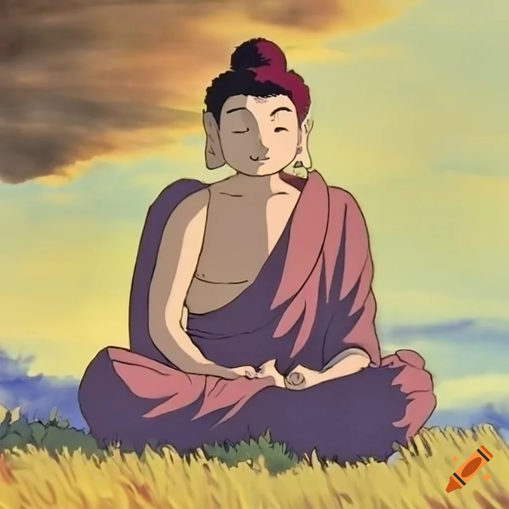 Meditating Buddha in Studio Ghibli anime style on Craiyon