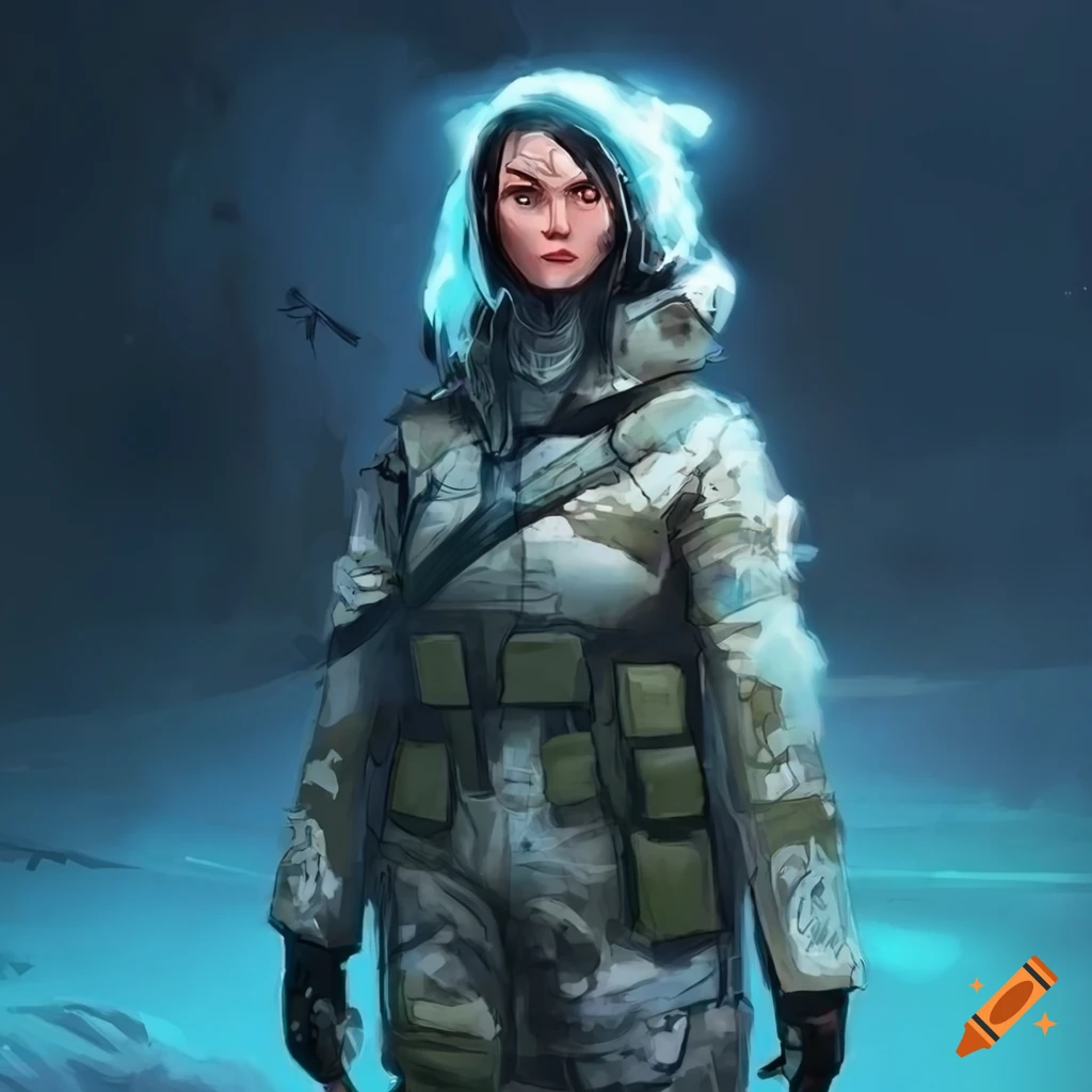 Stunning comic art of a female arctic explorer in arctic camouflage by ...