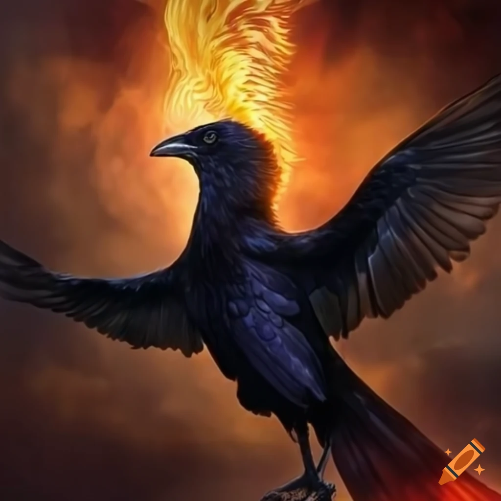 Crow transformed into a phoenix on Craiyon