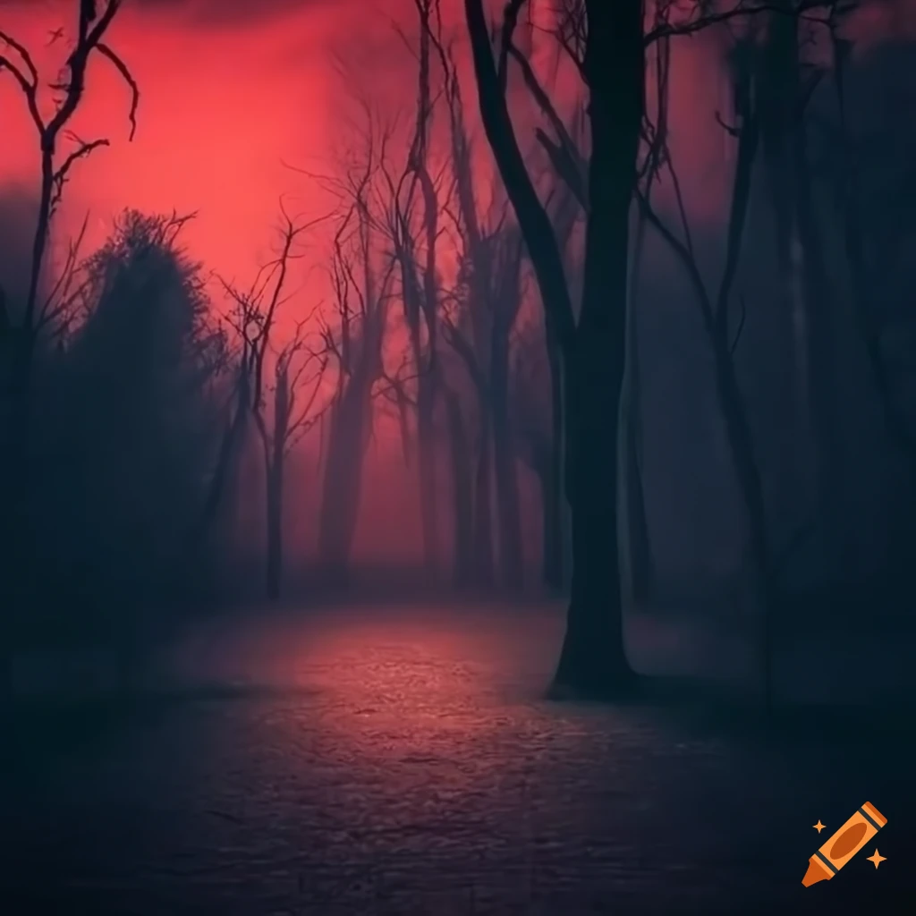 Shadow ghostly figures walking down a scary forest path with cemeteries ...