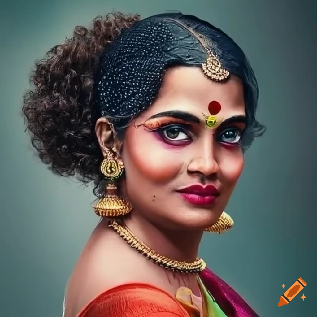 47-year-old Marathi woman with curly hair wearing a saree on Craiyon