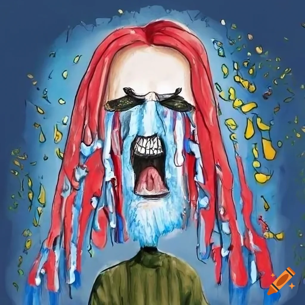 Drawing of a crying tree with a dove and a torn French flag on Craiyon