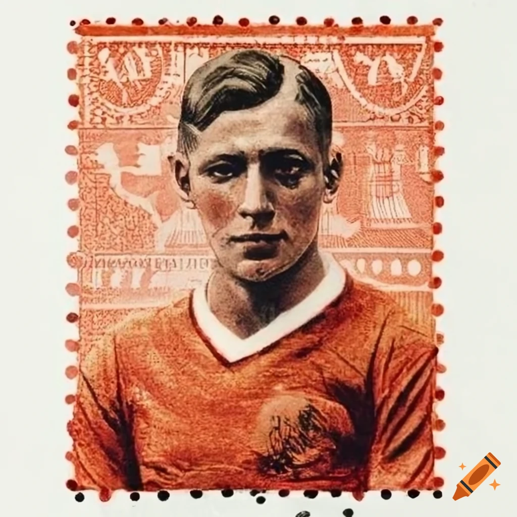 Dutch soccer player portrait on 1930 post stamp in high definition on ...